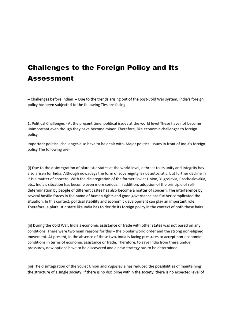 India's Foreign Policy Challenges Today | PDF | International Relations ...