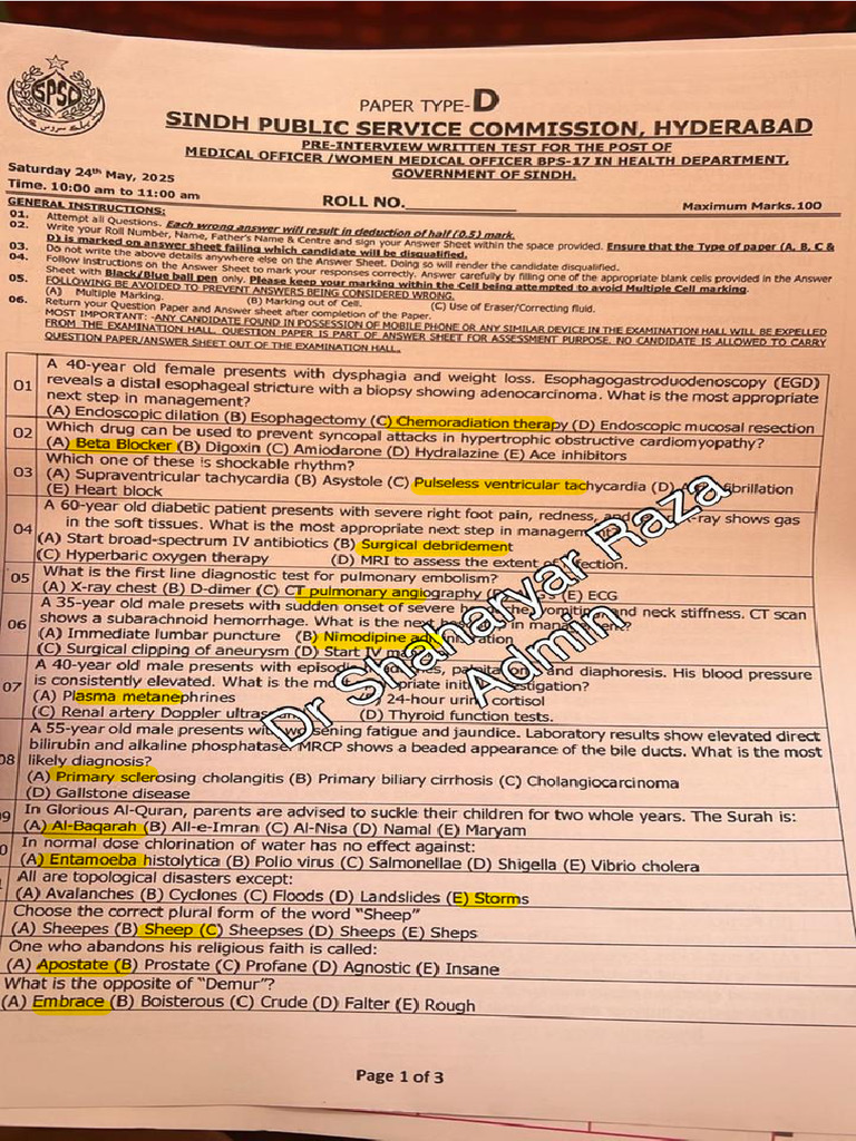 SPSC 2025 With SPSC Key | PDF