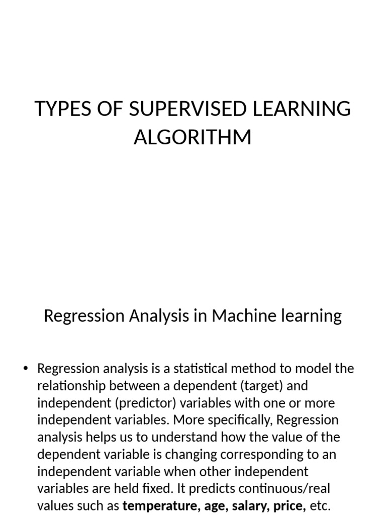 Types of Supervised Learning2 | PDF | Regression Analysis | Linear ...