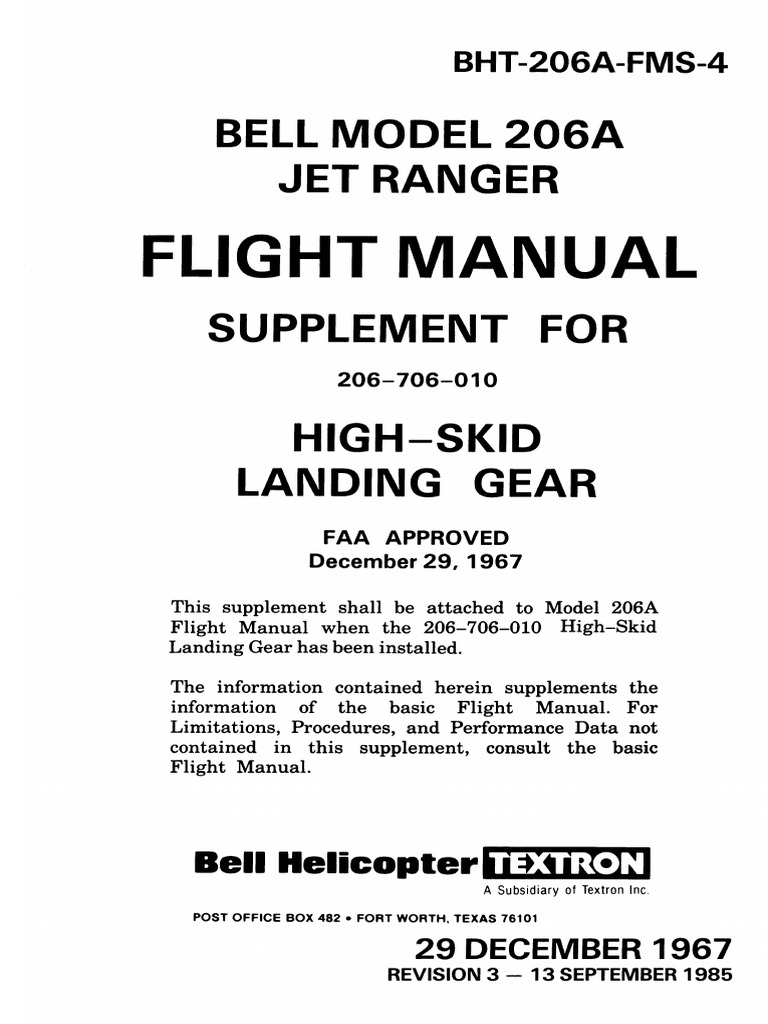 Bell 206A High-Skid Gear Manual | PDF | Aviation | Aircraft