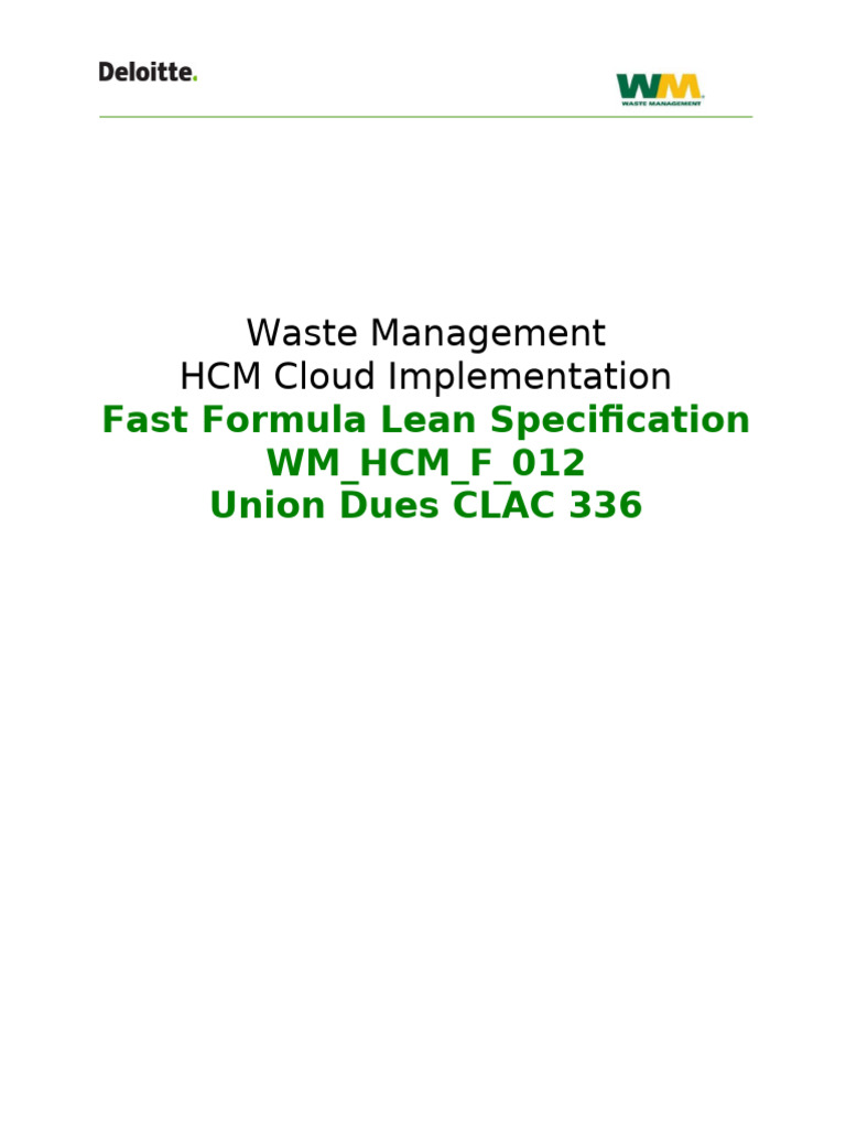 WM LeanSpecification - WM - HCM - F - 012-Union Dues CLAC 336 Fast ...