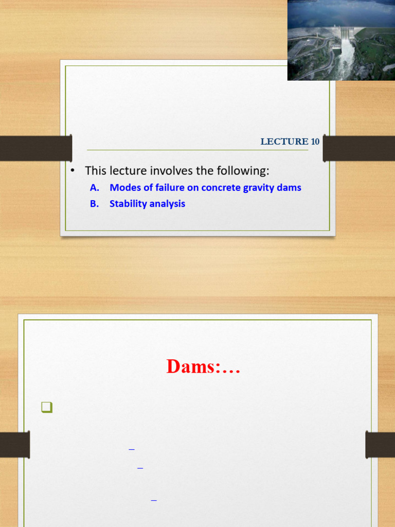 Lecture 10 (Mod 3) Failures and Stability Analysis of The Gravity Dams | PDF | Dam | Stress ...