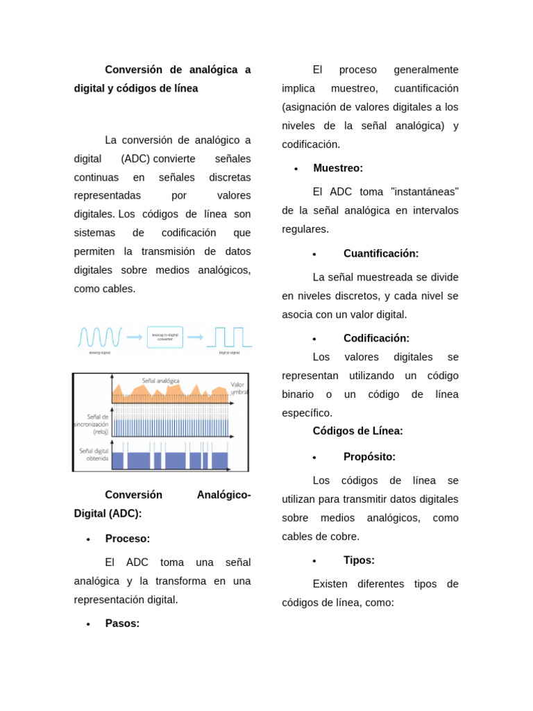 Conversión de Analógica A Digital y Códigos de Línea Clase | PDF | Conversor analógico a digital ...