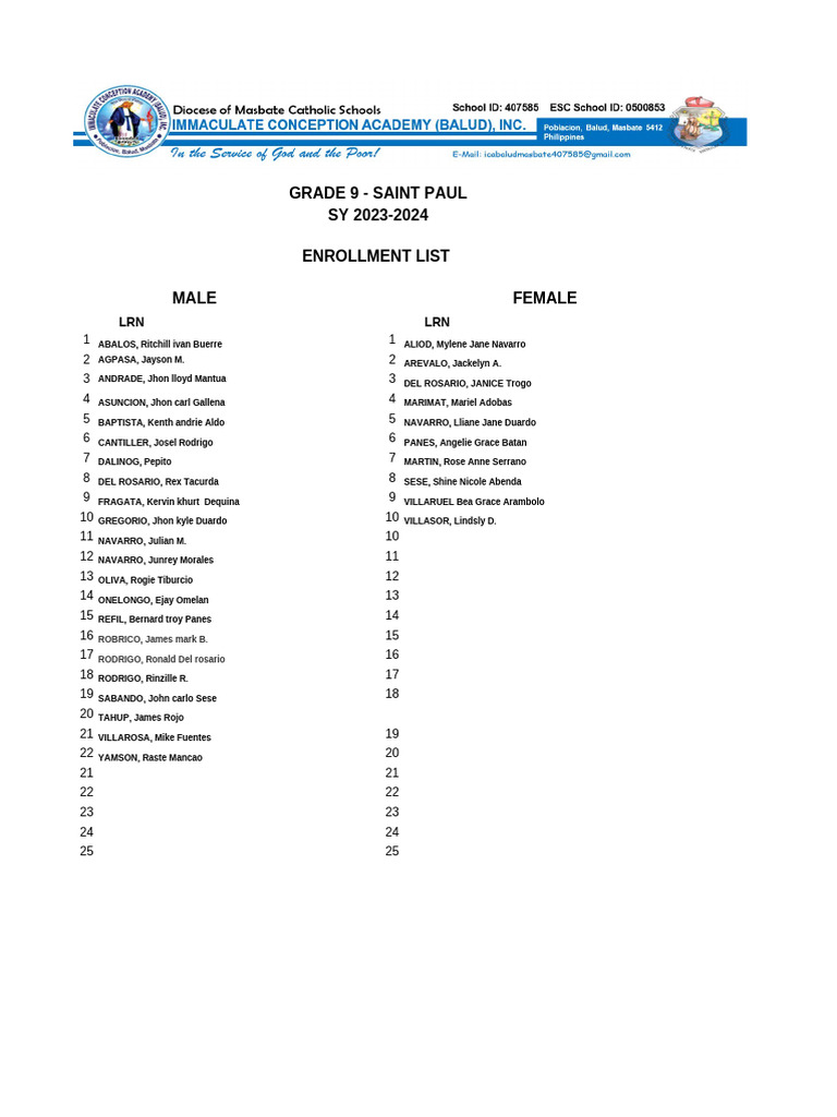 Grade 11 Saint Luke (Autosaved) | PDF
