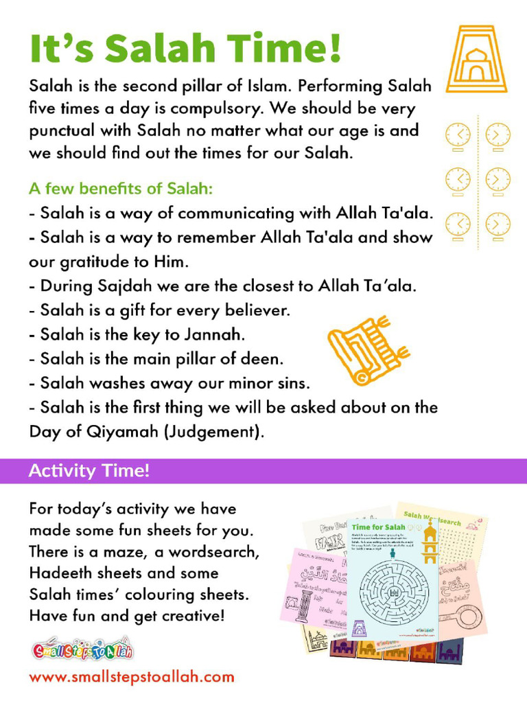 Salah Activity Sheets Smallsteps | PDF