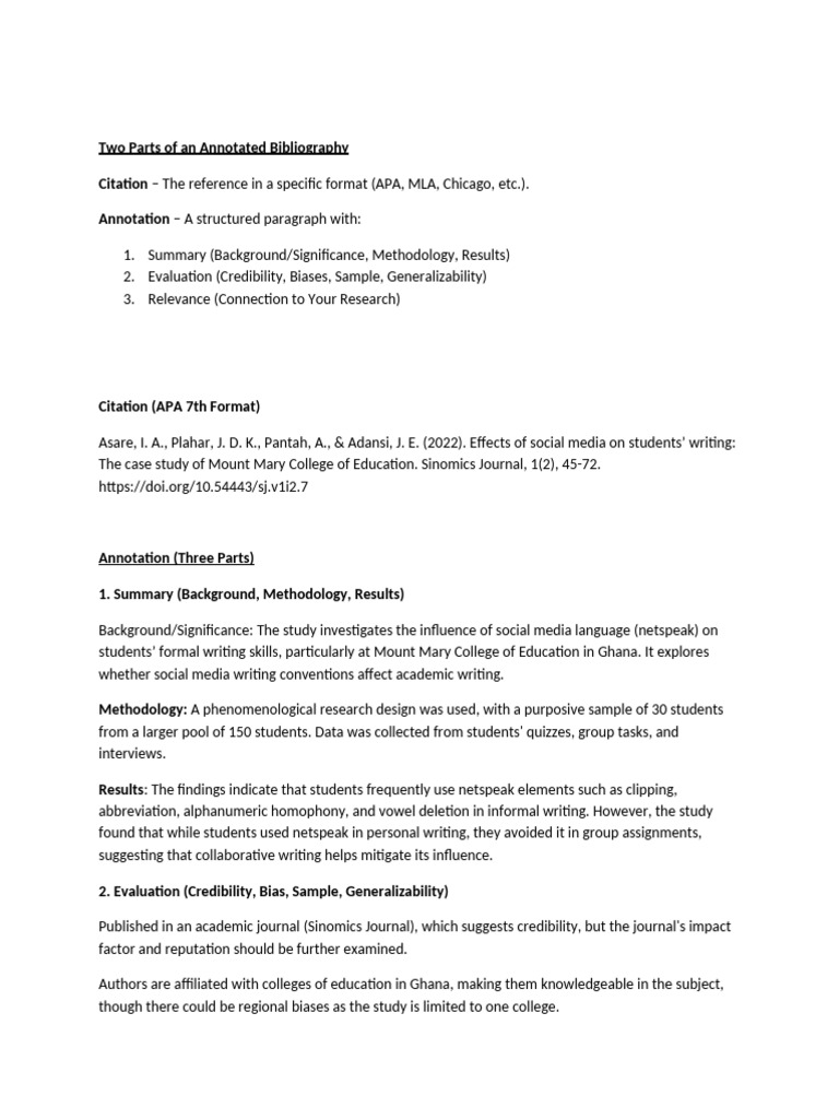 Step by Step Annotated Bibliography | PDF | Citation | Learning