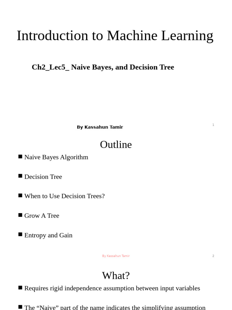 Ch2 - Lec5 - Naive Bayes and Decision Trees | PDF | Artificial ...