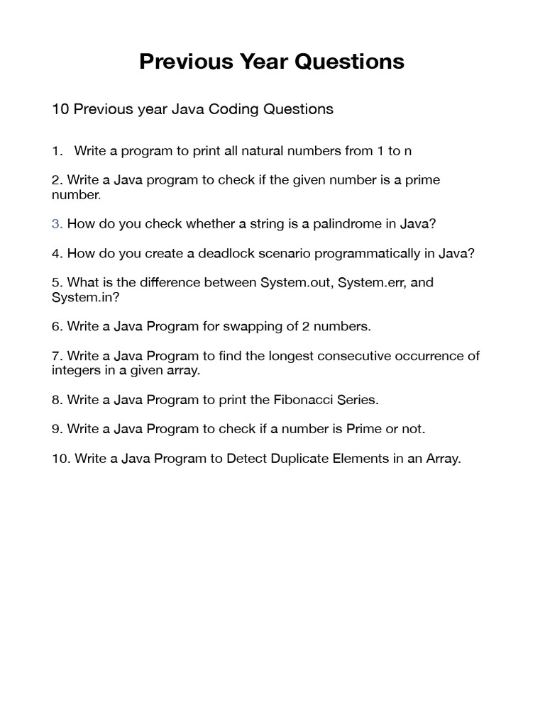 Java Previous Year Questions | PDF