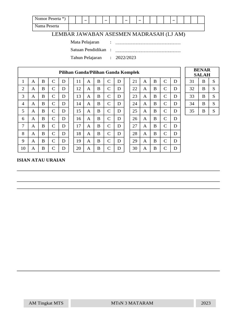 LJ AM 50 Soal PG +Berita Acara | PDF