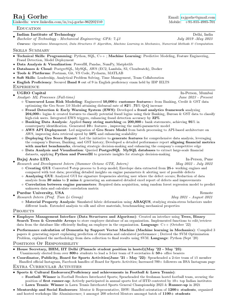 Raj Resume 2025 Updated 2 | PDF | Machine Learning | Databases
