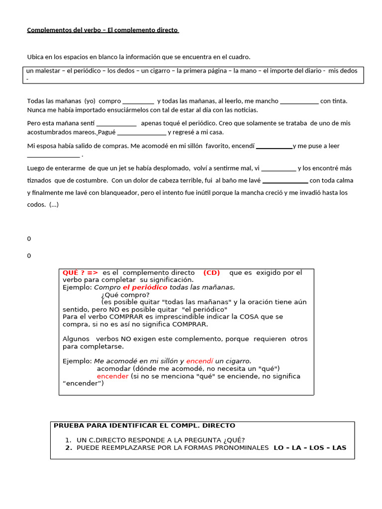 Complementos Del Verbo | PDF