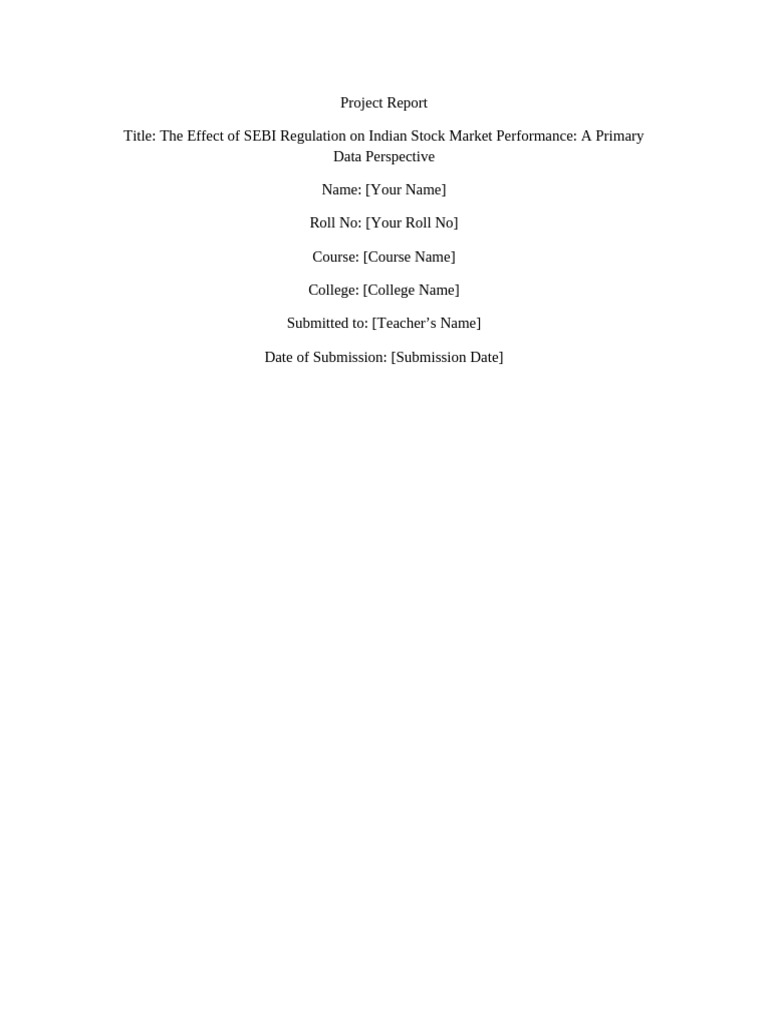 SEBI Project Report | PDF