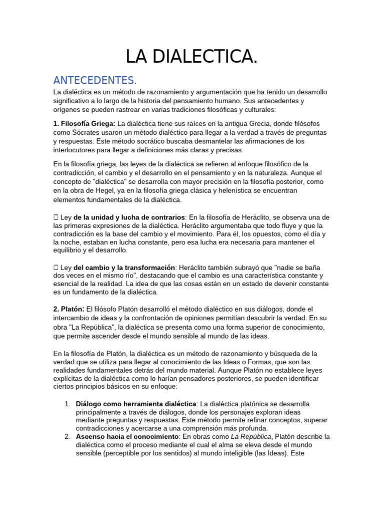 Orígenes y evolución de la dialéctica | PDF | Dialéctico | Conocimiento