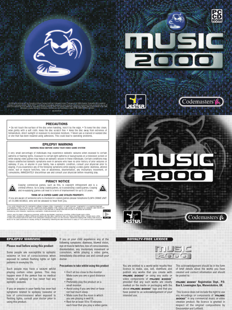 Music 2000 User Guide and Precautions | PDF | Epilepsy | Tempo