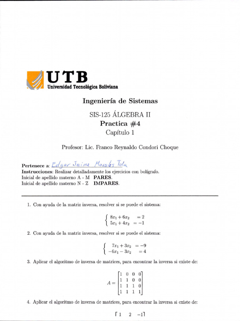 Practicas 1 Algebra | PDF
