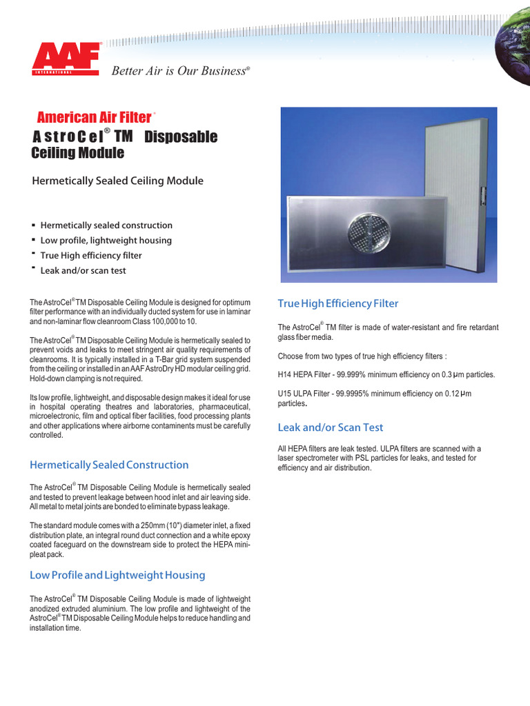Astrocel TM Disposable Ceiling Module | PDF | Materials | Mechanical ...