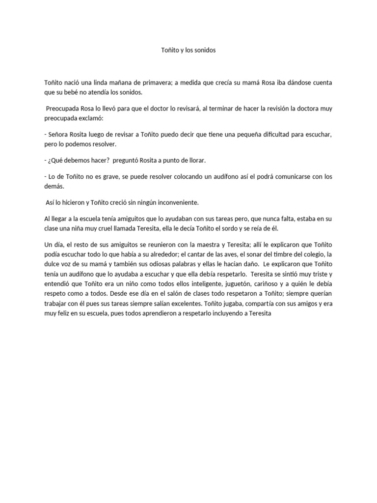 Toñito y los sonidos | PDF