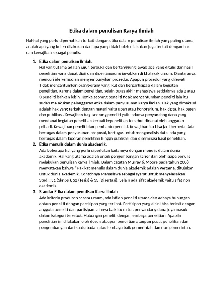 Etika Dalam Penulisan Karya Ilmiah | PDF