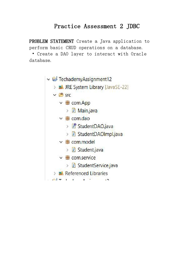 KothaBhavanya Assessment JDBC 12 | PDF | Java (Programming Language) | Programming Paradigms