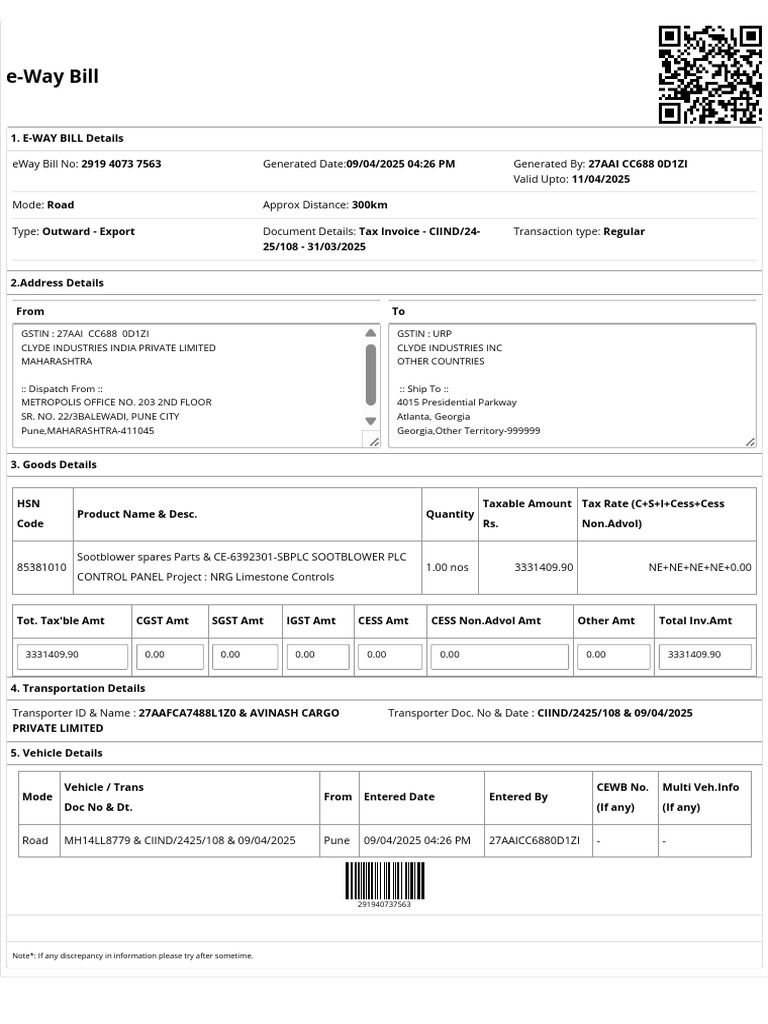 E-WAY BILL SYSTEM_108 clyde | PDF | Taxation | Payments