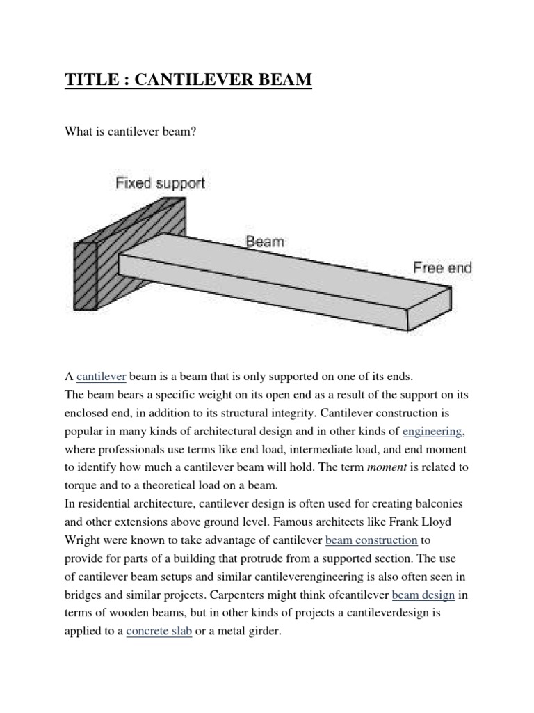 Cantilever | PDF | Beam (Structure) | Bending