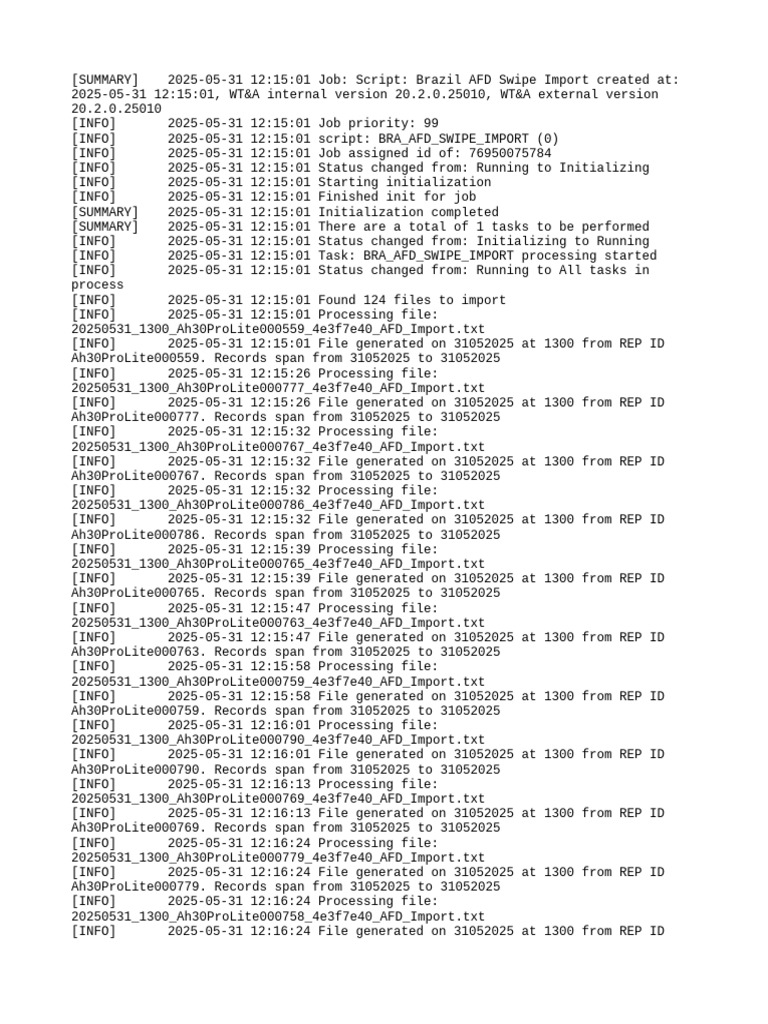 Brazil AFD Swipe Import | PDF | Text File | Computer File Formats