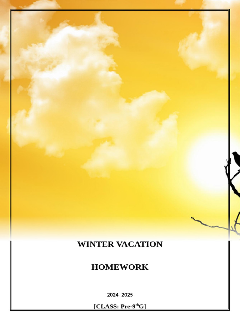 Pre-9thG Winter Vacation Work | PDF | Physics | Mathematics
