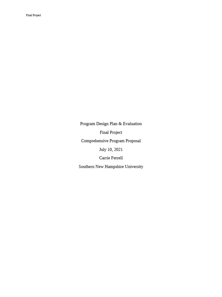 Final Project Comprehensive Program Proposal | PDF | Obesity | Healthy Diet