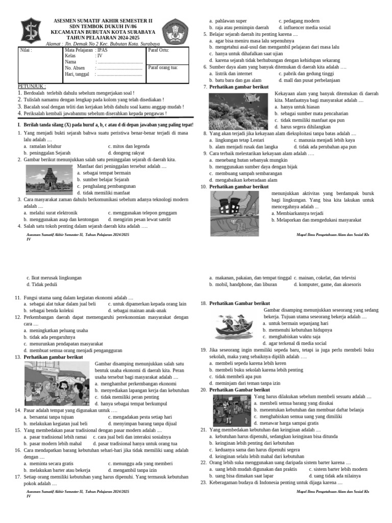 Soal Asesmen Sumatif Akhir Semester II IPAS 2024-2025 | PDF