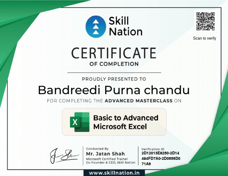 Basic To Advanced Microsoft Excel - Your Certificate For Basic To ...