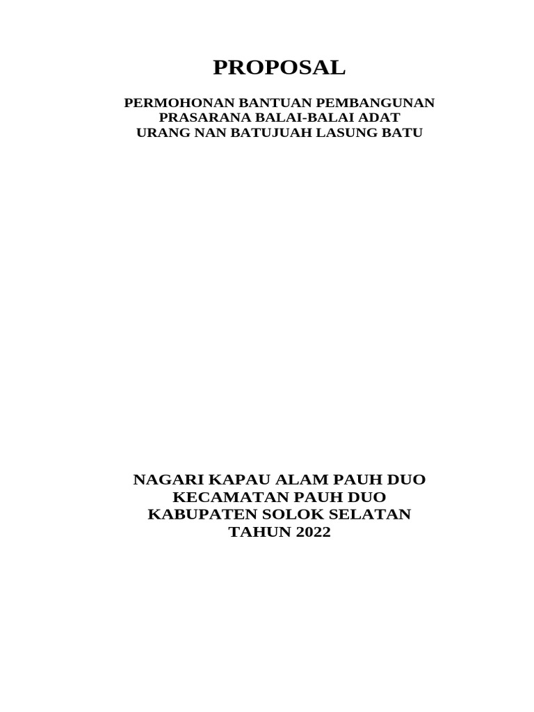 Proposal Kantor Adat Balai Balai | PDF