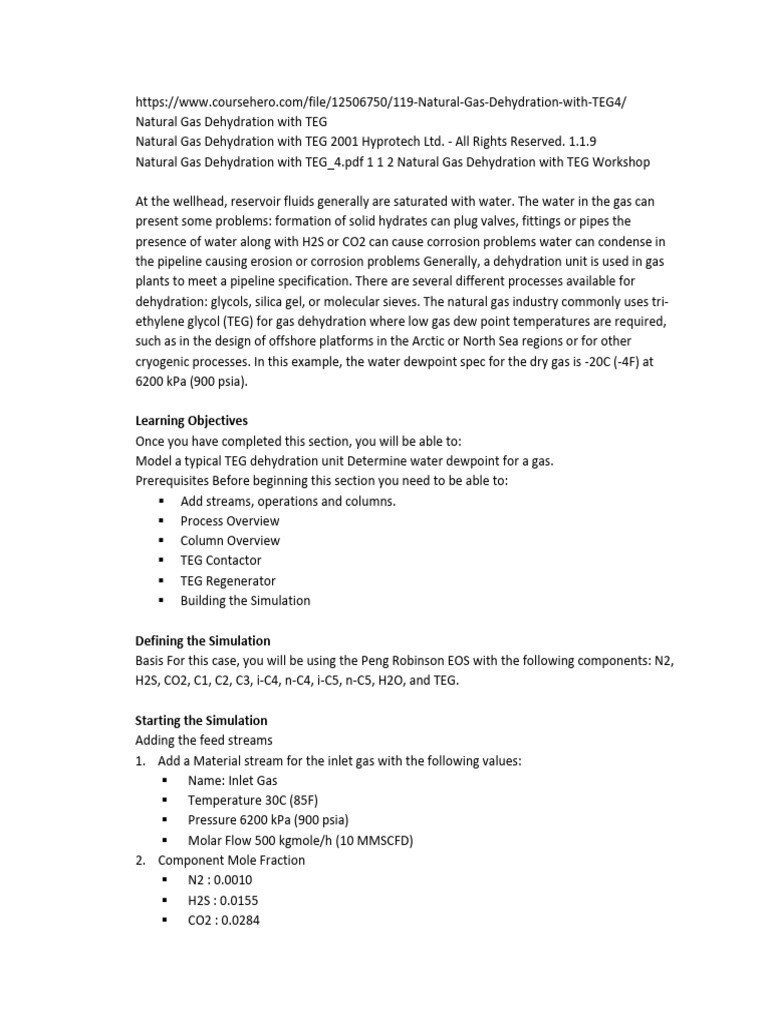 Dehydration Using TEG With Example in HY | PDF | Pressure | Heat Exchanger