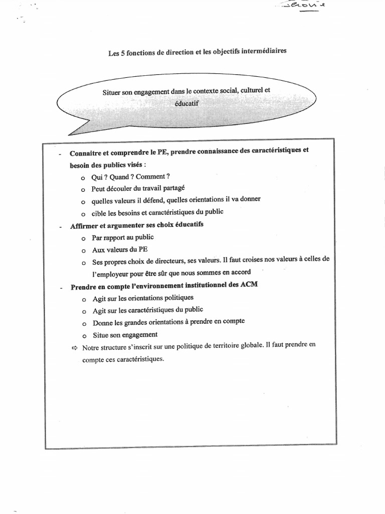 5 Fonctions Du Directeur | PDF