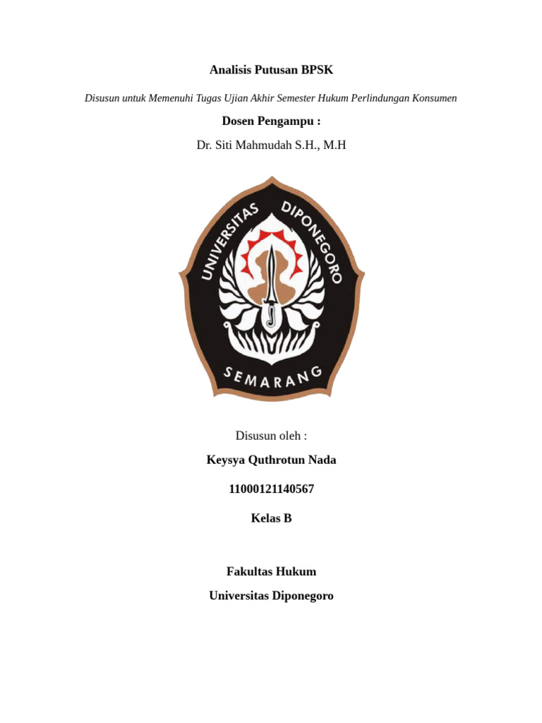 Analisis Putusan BPSK | PDF