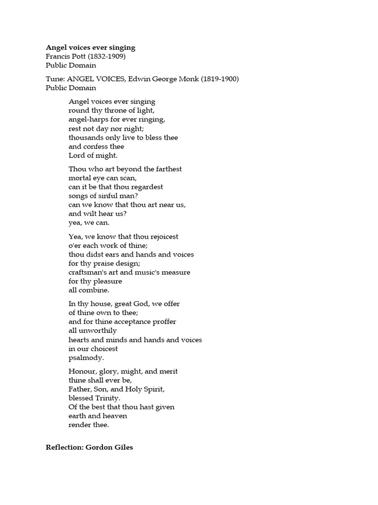 Gordon Giles Angel Voices Ever Singing | PDF | Christian Worship And ...