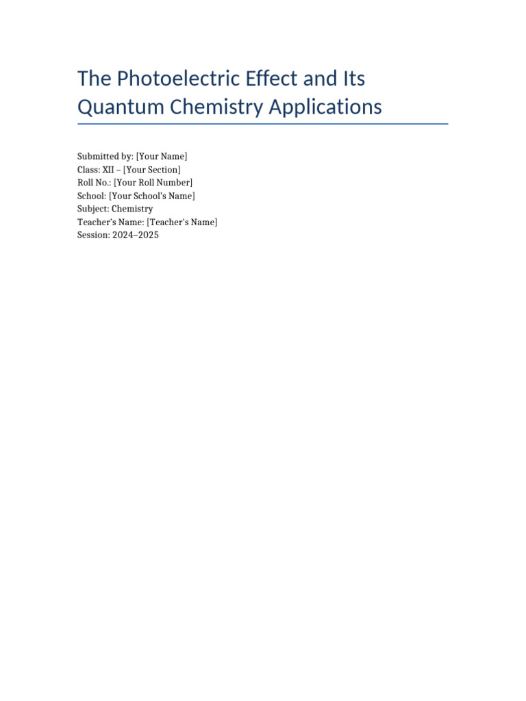Photoelectric Effect Project Final | PDF | Photoelectric Effect | Quantum