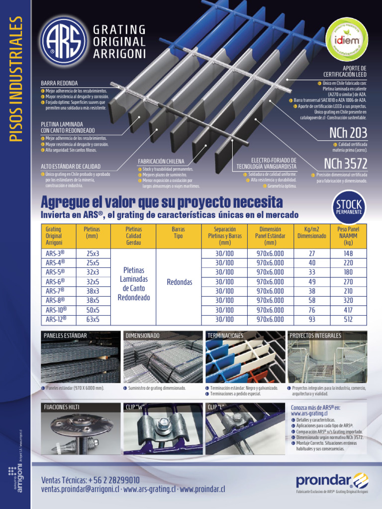 ARS - Grating Original Arrigoni - Proindar | PDF | Física Aplicada e Interdisciplinaria | Acero