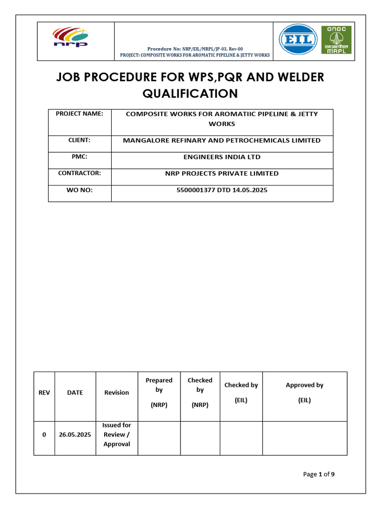 PQR, Wps & Welder Procedure (Jp-03) | PDF | Steel | Joining