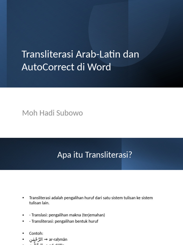 Transliterasi Arab Latin AutoCorrect | PDF