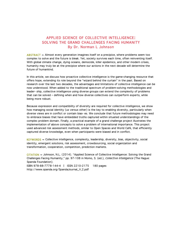 Collective Intelligence for Global Challenges | PDF | Collective ...