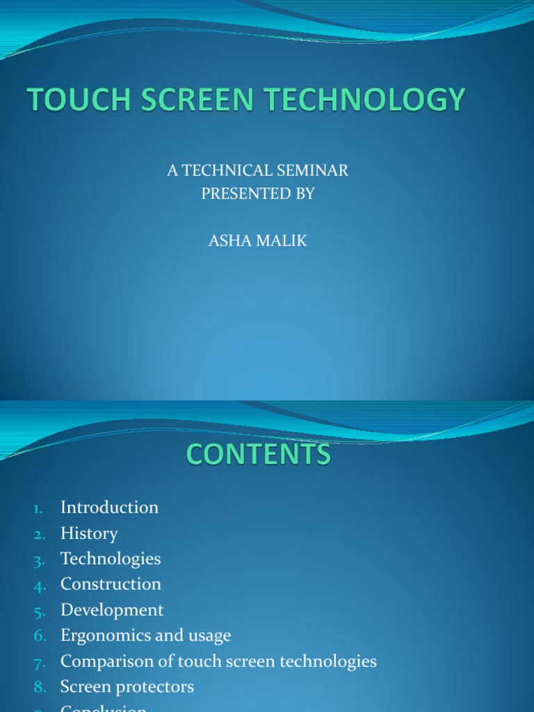 Touch Screen Technology | PDF | Touchscreen | Electrical Engineering