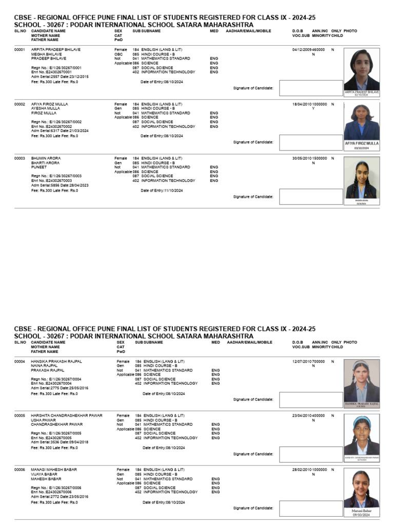 Registration Class IX | PDF