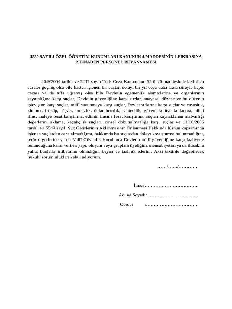 Adli Sicil Beyanı | PDF