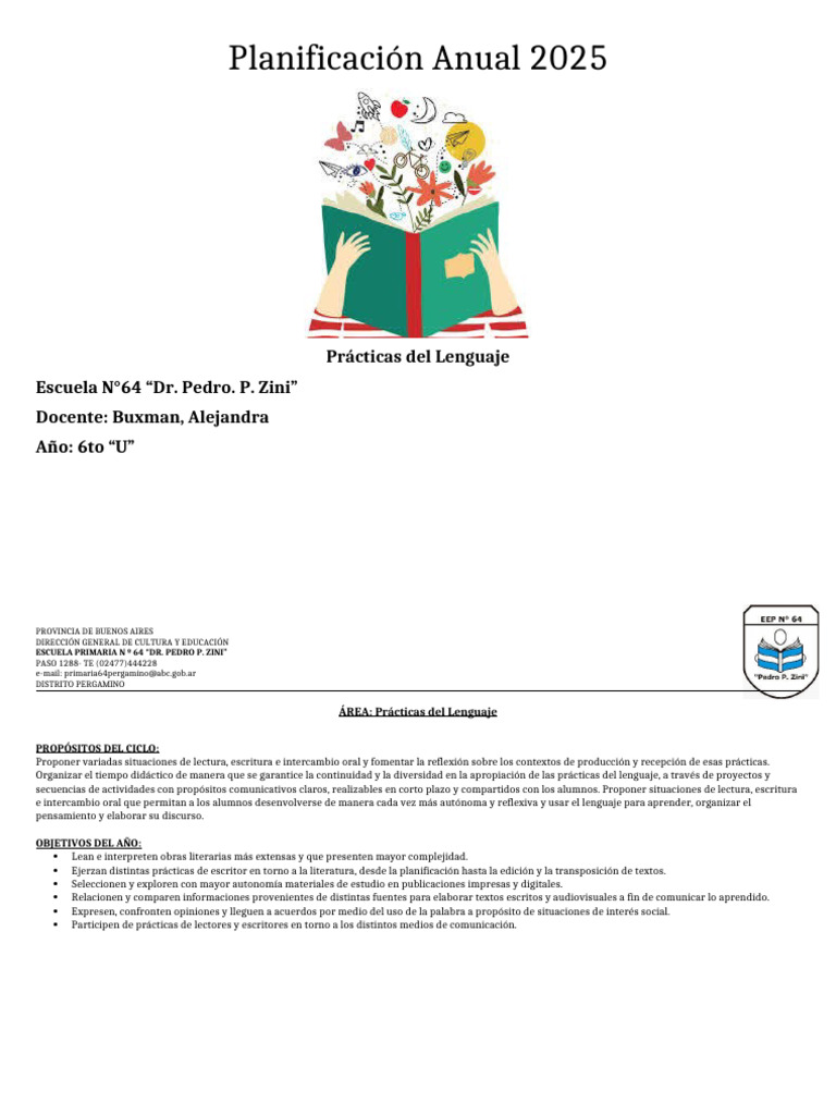 Planificacion Anual 6to | PDF | Educación primaria | America latina
