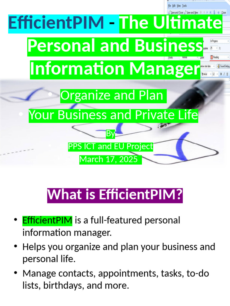 EssentialPIM Free Overview | PDF | Information Technology Management ...