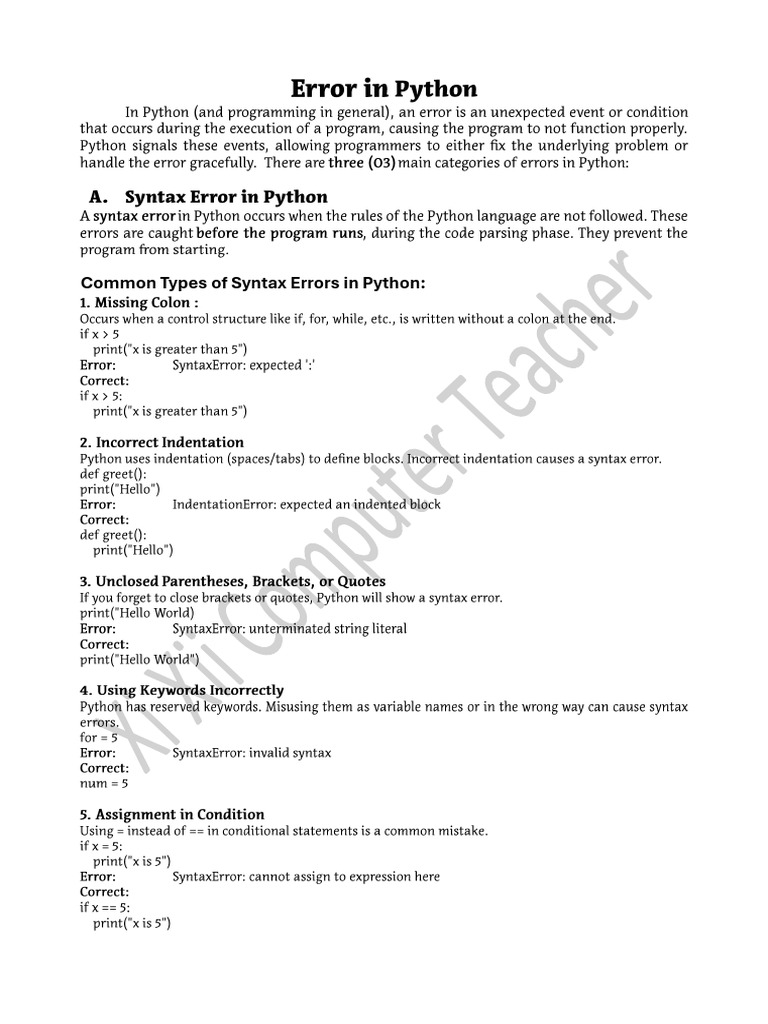 Errors (English) | PDF