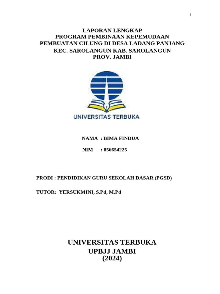 Tugas 3 Laporan Lengkap Program Kepemudaan | PDF