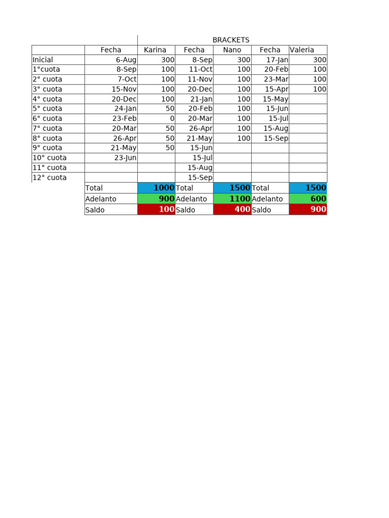 Payment Schedule and Balances Summary | PDF