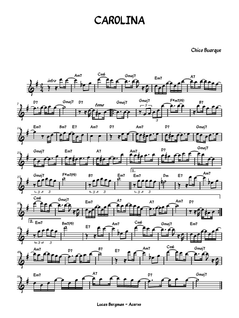 Carolina by Chico Buarque: Sheet Music | PDF