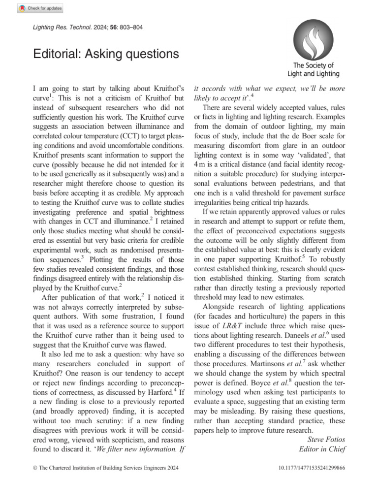 Steve Fotios-2024-Editorial Asking Questions | PDF | Light